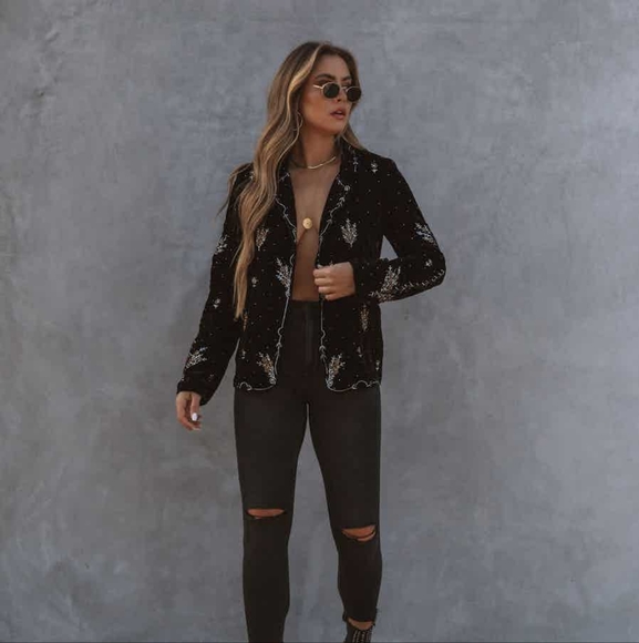 Vici | Jackets & Coats | Hostess Embellished Velvet Blazer | Poshmark